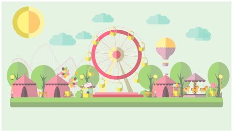 FLAT DESIGN AMUSEMENT PARK WITH CSS ANIMATION