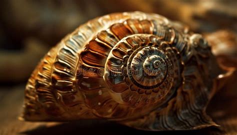 Ancient Fossil Snail Shell A Beautiful Yellow Antique Decoration Generated By Ai Stock Image