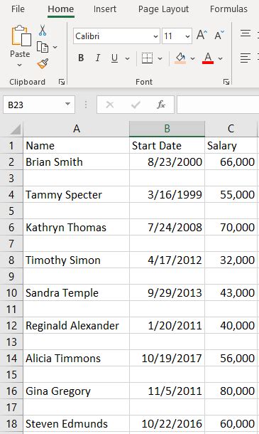 How To Insert The Same Text In Every Other Row In Excel