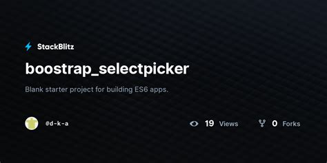 Boostrapselectpicker Stackblitz