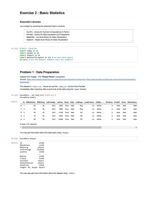 Exercise Solution Jupyter Notebook Exercise Basic Statistics Essential Libraries Let