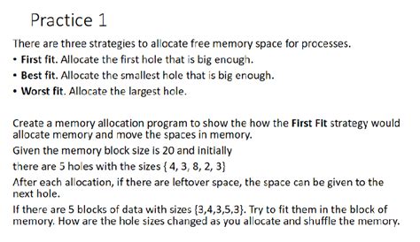 Solved Practice 1 There Are Three Strategies To Allocate