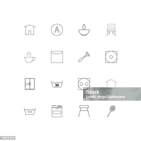 홈 기기 선형 얇은 아이콘 설정합니다 간단한 벡터 아이콘 설명 0명에 대한 스톡 벡터 아트 및 기타 이미지 0명 냉장고 디자인 Istock
