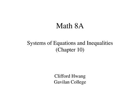 chapter 10 lecture math 8a systems of equations and inequalities