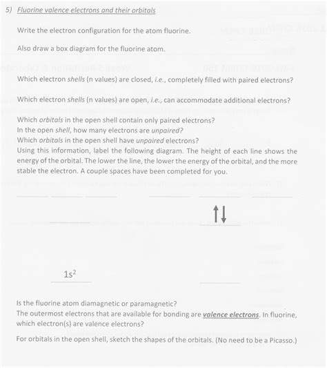 Solved Fluorine Valence Electrons And Their Orbitals Write