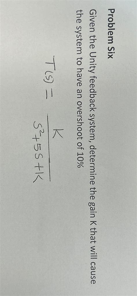 solved problem sixgiven the unity feedback system determine