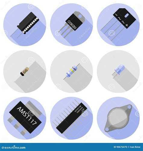 Vector Icons Of Electronic Components Stock Vector Illustration Of