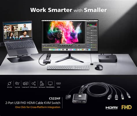 2 포트 Usb Fhd Hdmi 케이블 Kvm 스위치 Cs22hf Aten 케이블 Kvm 스위치 Aten Korea