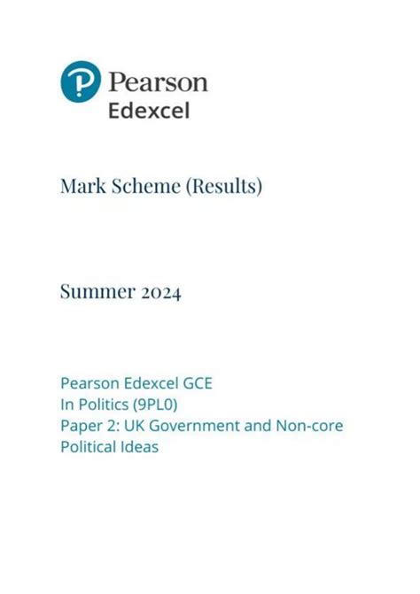 Pearson Edexcel A Level Politics Paper 2 June 2025 Question Paper And Mark Scheme Stuvia Uk