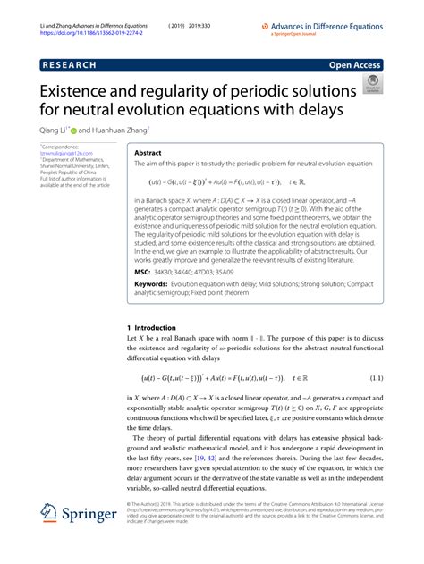 Pdf Existence And Regularity Of Periodic Solutions For Neutral Evolution Equations With Delays