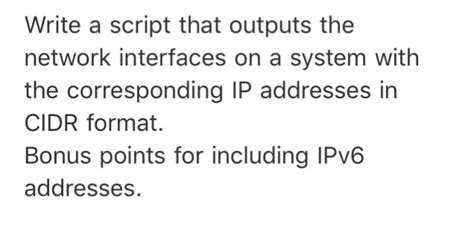 solved write a script that outputs the network interfaces on
