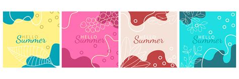 열대 야자수 잎이 있는 여름 배경 파란색 보라색 분홍색 및 노란색의 질감 정글과 해변 테마 편집 가능한 벡터 템플릿 세트 고객 참여에 대한 스톡 벡터 아트 및 기타 이미지