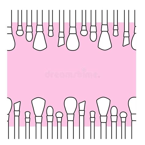 Makeup Brushes Seamless Border Horizontal Frame Template Vector