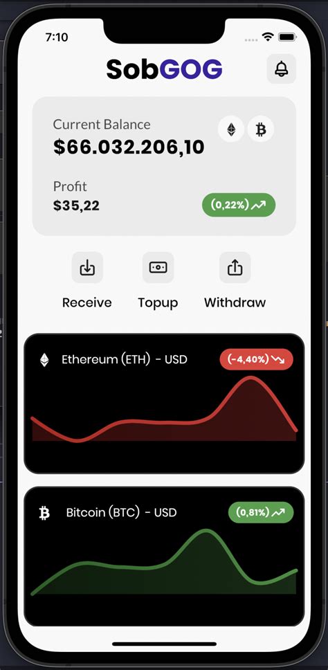 flutter crypto app ui with support for dark and light mode