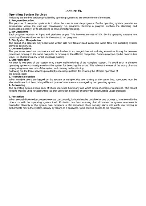 Operating System Services Docsity