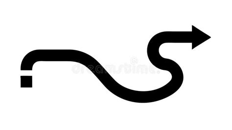 Curved Arrow Path Outline Icon Direction And Flow Vector Design Generative Ai Stock Vector