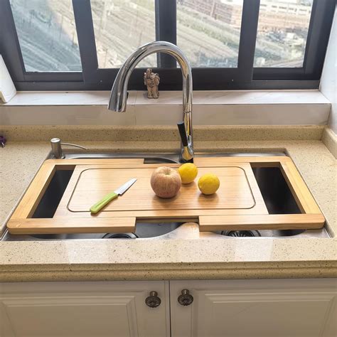 Swallowliving Expandable Wooden Over The Sink Cutting Board