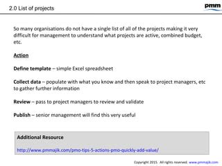 Ways Pmo Can Quickly Add Value PPT