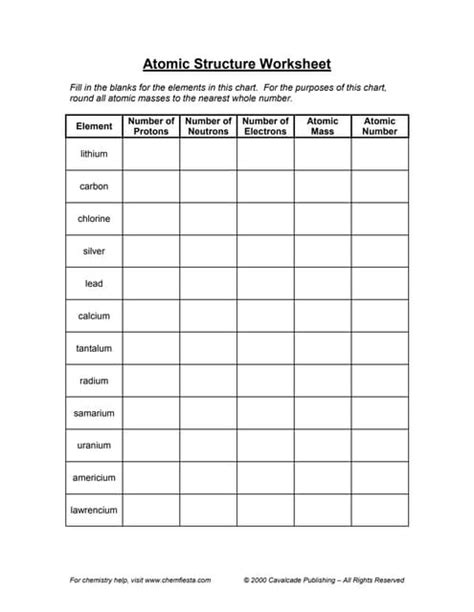 Free Printable Atomic Structure Worksheets Worksheets Library