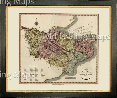 Antique County Map Of Kent Circa 1801