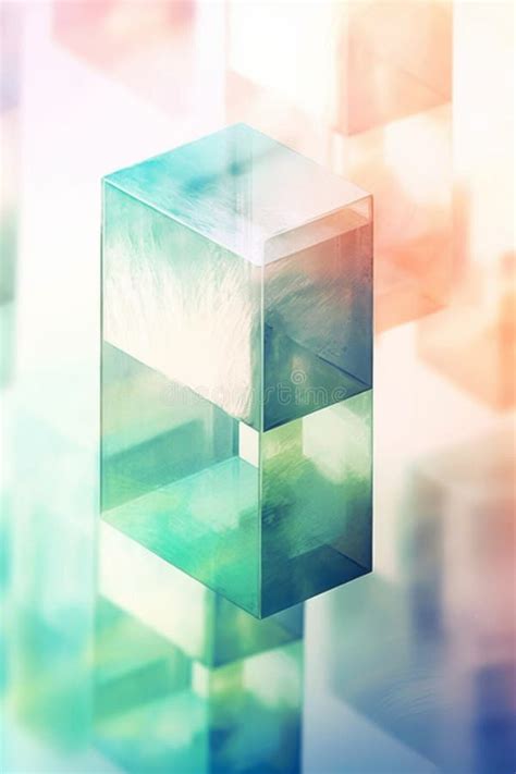 Digital Floating Green Glass Cubes In Abstract Futuristic Space Background Stock Illustration