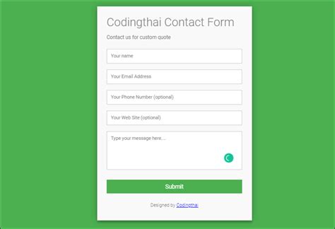 Simple Contact Form Using Html And Css Coding Thai Rcss