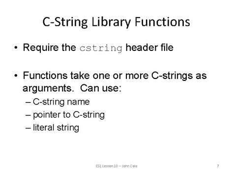 Lesson 10 Characters Cstrings And The String Class