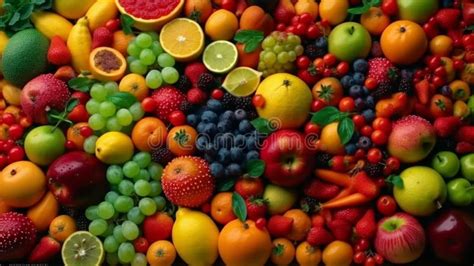 Colorful Fruits And Vegetables Generative Ai Stock Illustration Illustration Of Sweet Diet