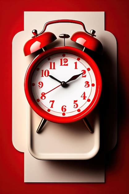 Premium Ai Image Red Alarm Clock With Overlay Shadow Isolated On Red