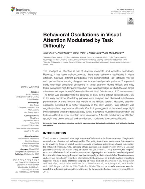 Pdf Behavioral Oscillations In Visual Attention Modulated By Task