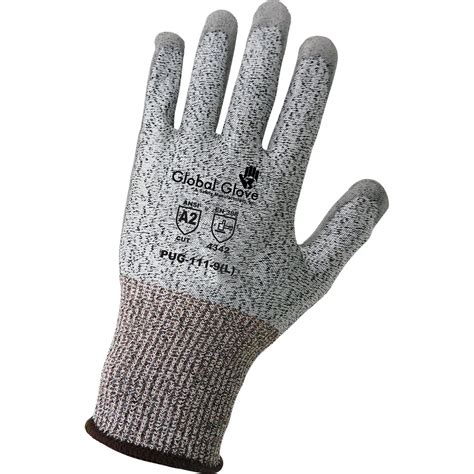 Global Glove Pug 111 Polyurethane Coated Palm And Fingers Grey 2x