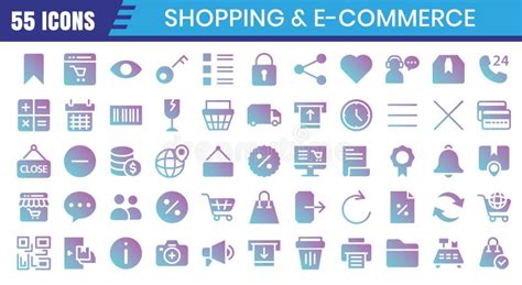 E Commerce Flat Gradient Icons Set Online Shopping Icon Collection Stock Vector Illustration