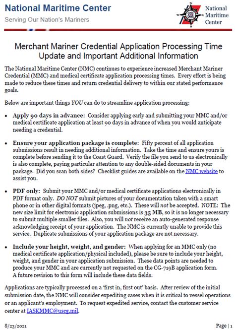 Nmc Announcement Processing Time Update 082321
