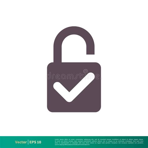 Padlock Check Mark Icon Vector Logo Template Illustration Design Vector Eps 10 Stock Vector