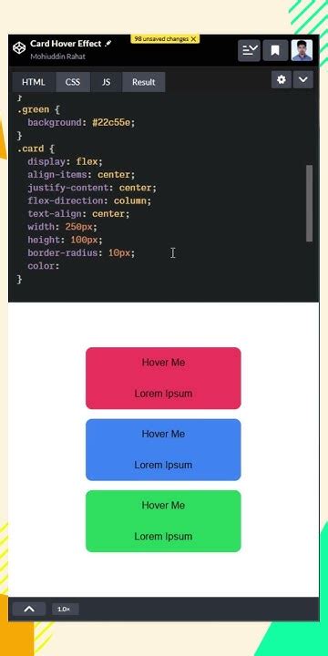 Amazing Css Card Hover Effects Csshovereffects Shorts Youtube