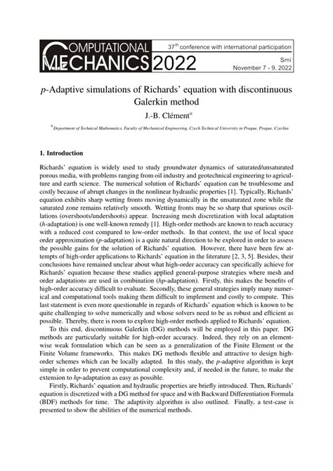 Pdf P Adaptive Simulations Of Richards Equation With Discontinuous Galerkin Method