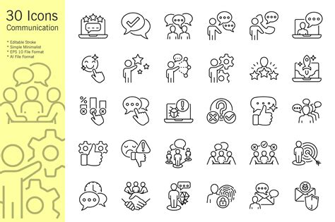 Communication Icons Set Editable Stroke Graphic By Rexart · Creative Fabrica