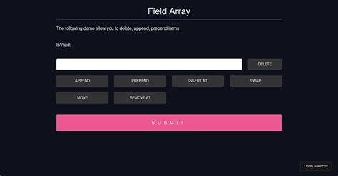 React Hook Form UseFieldArray Forked Codesandbox