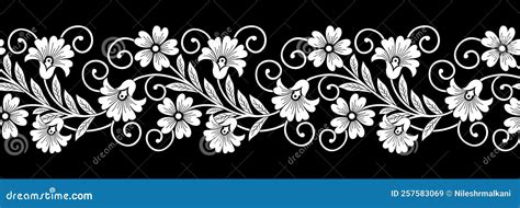 Horizontal Vector Floral Border Design Stock Vector Illustration Of