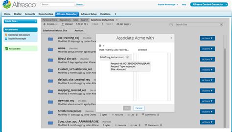 Alfresco Docs Using Salesforce Connector