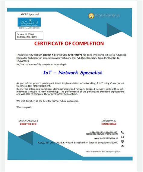 Siddesh K On Linkedin Iot Internship Completed Ecclesia
