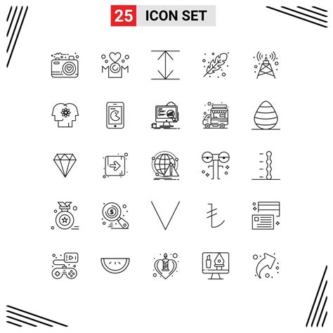 Set Of 25 Modern Ui Icons Symbols Signs For Tower Antenna Mother Cold