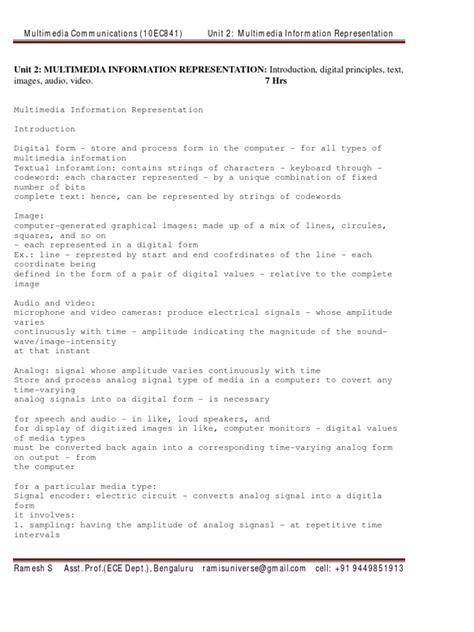 Multimedia Communication Ece Vtu 8th Sem Unit 2 Multimedia