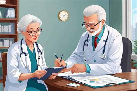 Premium Photo Geriatric Medicine Specialist On Consultation With Eldery Woman Doctors Cabinet