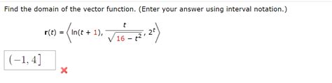 Solved Find The Domain Of The Vector Function Enter Your