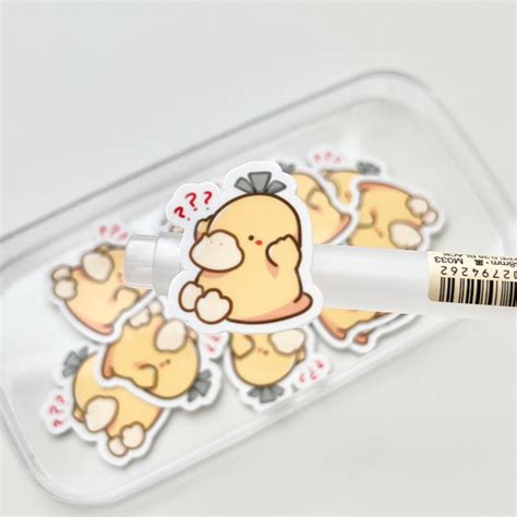 Mini Derpy Confused Duck Vinyl Sticker Etsy