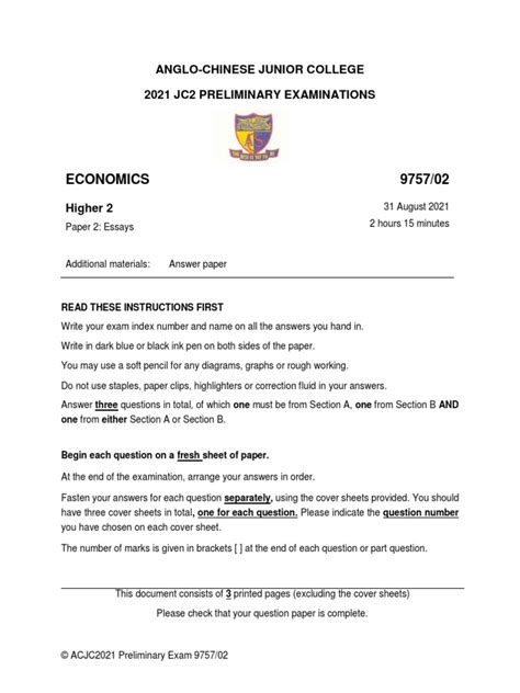 Acjc 2021 H2 Ec P2 Pdf Carbon Tax Recession