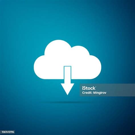 클라우드 다운로드 아이콘 파란색 배경에 고립입니다 평면 디자인입니다 벡터 일러스트 레이 션 개념에 대한 스톡 벡터 아트 및 기타 이미지 Istock