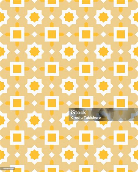 이 디자인은 따뜻한 노란색 음영의 사각형과 별 모양을 특징으로 하는 생생한 기하학적 패턴을 보여 생동감 넘치는 시각 효과를 만듭니다 개성 개념에 대한 스톡 벡터 아트 및