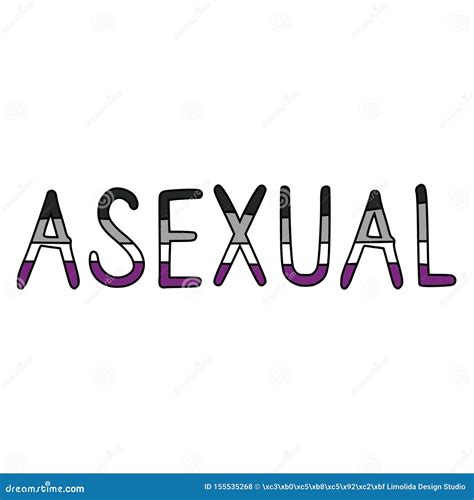 Cute Asexual Typography Cartoon Vector Illustration Motif Set Hand Drawn Isolated Lgbtq Pride